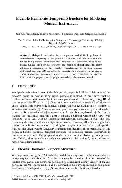 (PDF) Flexible Harmonic Temporal Structure for Modeling Musical Instrument