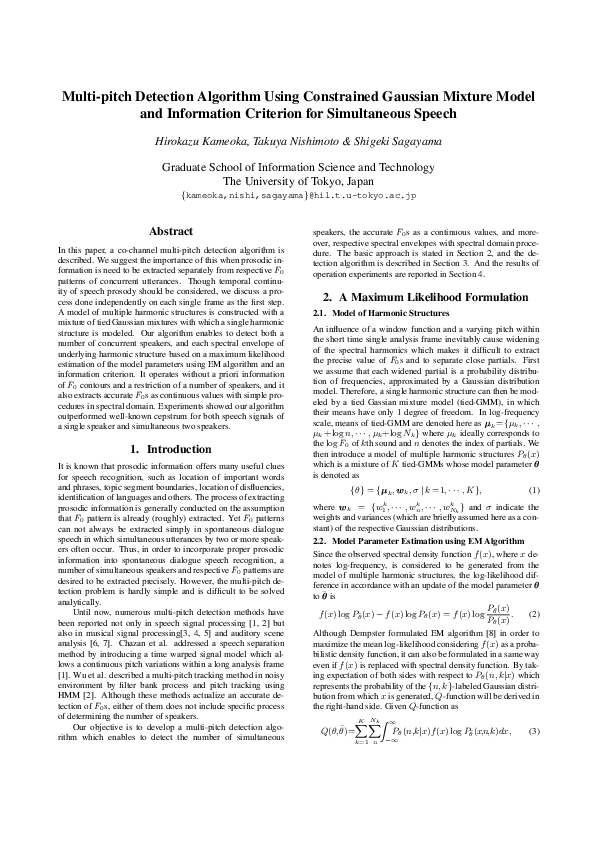 (PDF) Multi-pitch detection algorithm using constrained gaussian ...