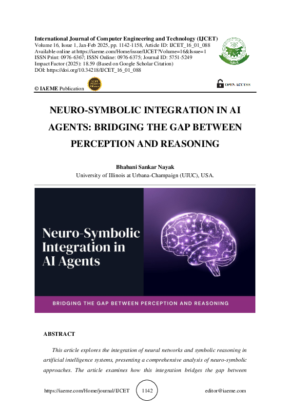 (PDF) NEURO-SYMBOLIC INTEGRATION IN AI AGENTS: BRIDGING THE GAP BETWEEN PERCEPTION AND REASONING