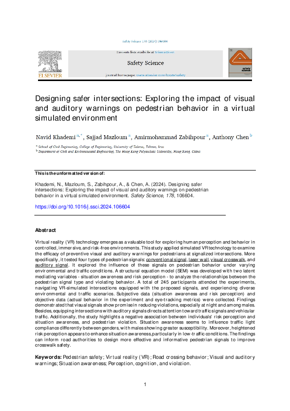(PDF) Designing safer intersections: Exploring the impact of visual and auditory warnings on ...