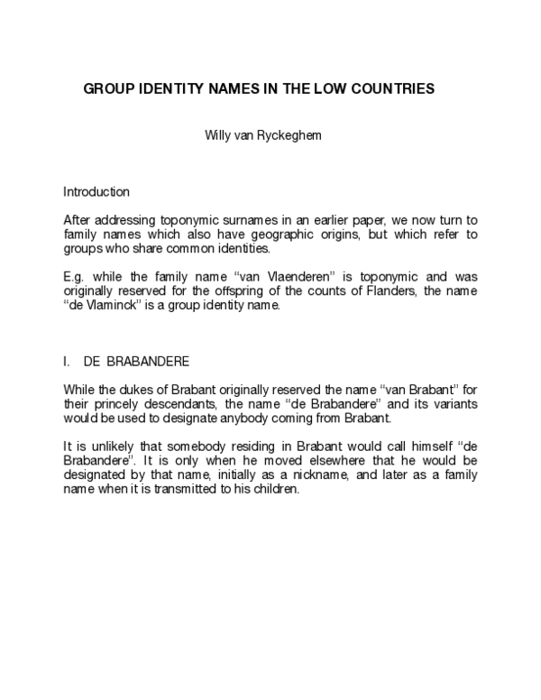 (PDF) GROUP IDENTITY NAMES IN THE LOW COUNTRIES