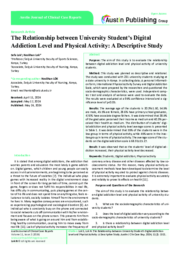 (PDF) The Relationship between University Student’s Digital Addiction ...