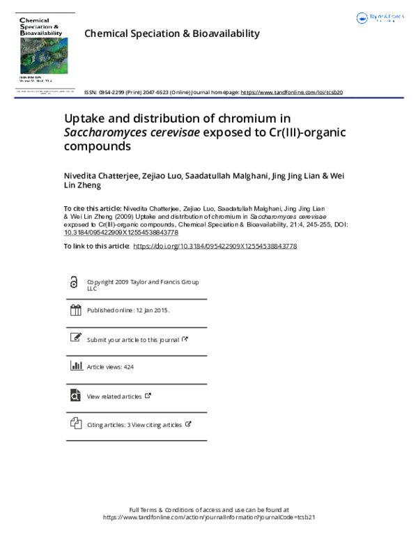 (PDF) Uptake and distribution of chromium in Saccharomyces cerevisae ...