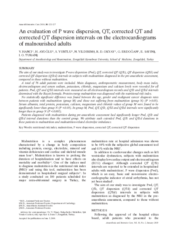 (PDF) An Evaluation of P Wave Dispersion, QT, Corrected QT and ...