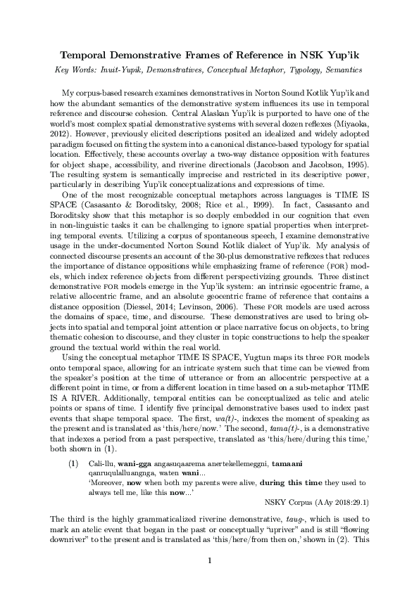 (PDF) Temporal Demonstrative Frames of Reference in NSK Yup'ik