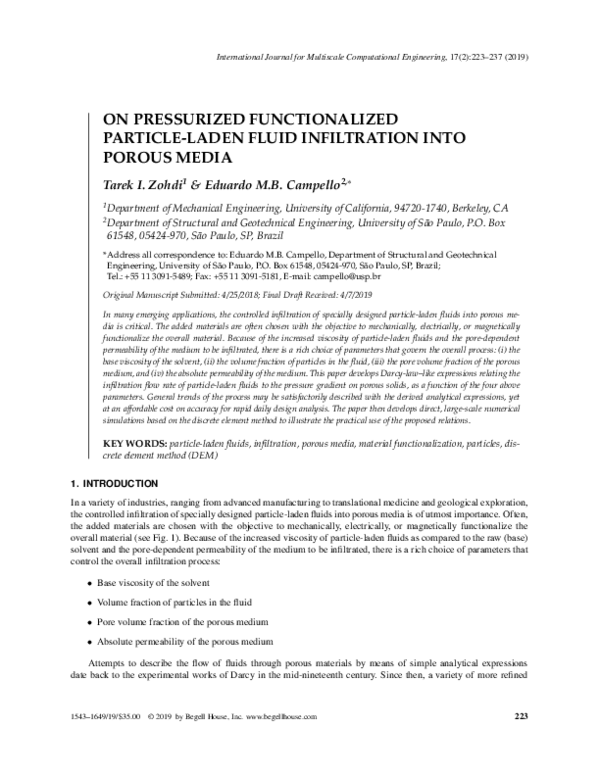 (PDF) On Pressurized Functionalized Particle-Laden Fluid Infiltration Into Porous Media