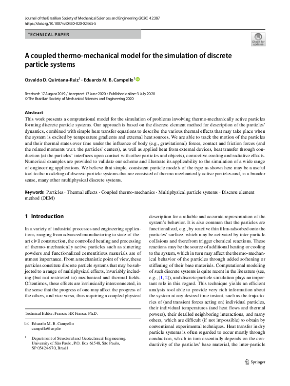A coupled thermo-mechanical model for the simulation of discrete ...