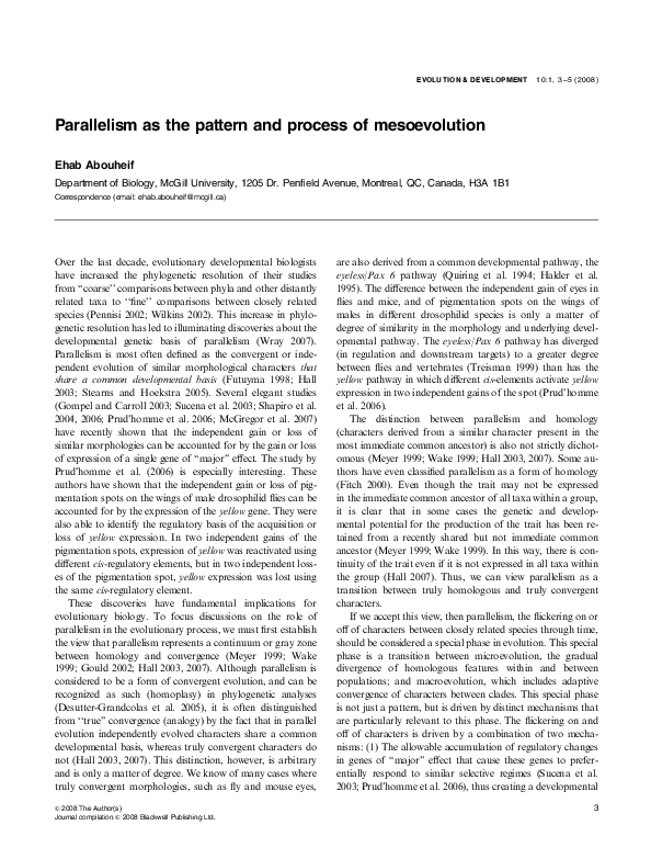 (PDF) Parallelism as the pattern and process of mesoevolution