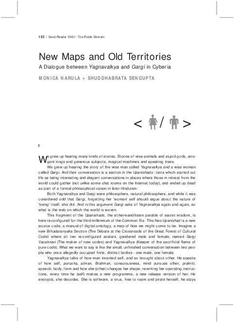 (PDF) New Maps and Old Territories A Dialogue between Yagnavalkya and ...