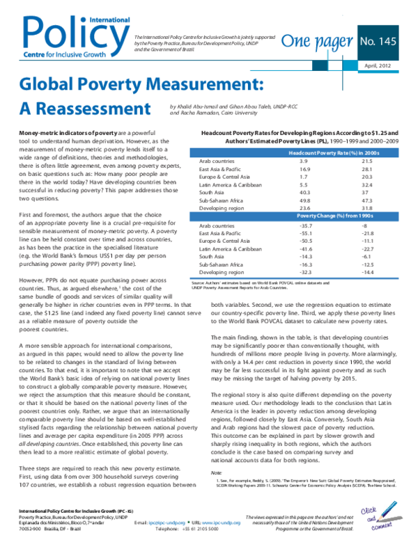 (PDF) Global Poverty Measurement: A Reassessment