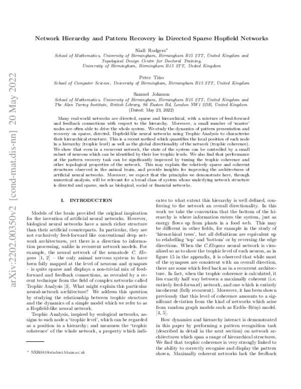 (PDF) Network hierarchy and pattern recovery in directed sparse ...