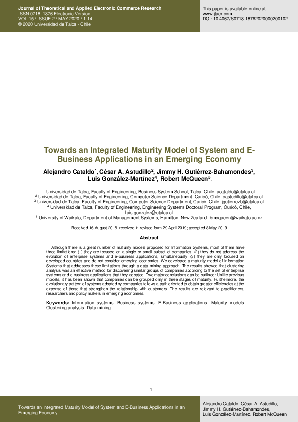 Towards an Integrated Maturity Model of System and E-Business Applications in an Emerging Economy