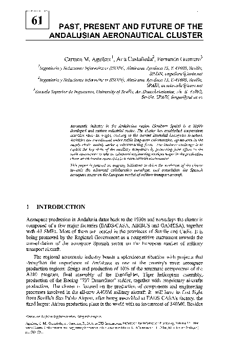 (PDF) Past, Present And Future Of The Andalusan Aeronautical Cluster