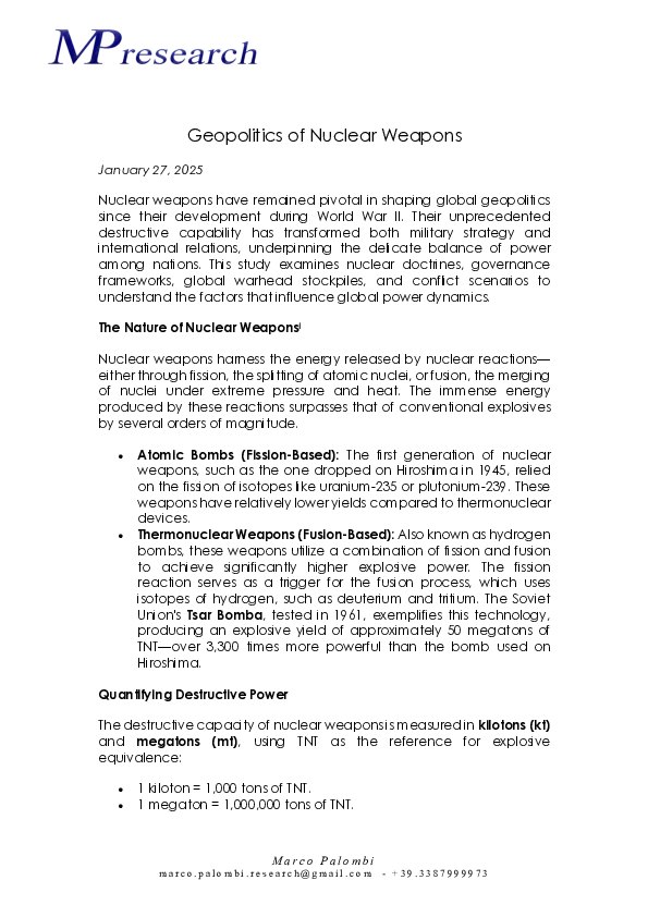 (PDF) Geopolitics of Nuclear Weapons