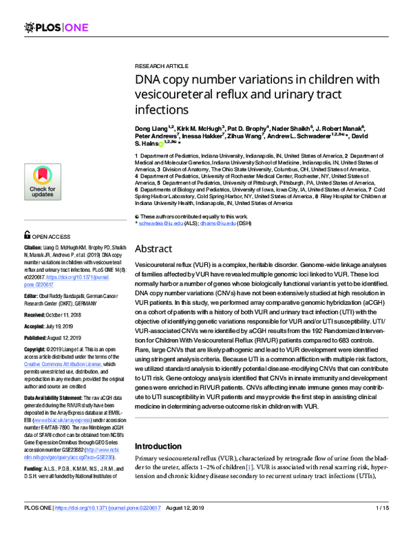 (PDF) DNA copy number variations in children with vesicoureteral reflux ...