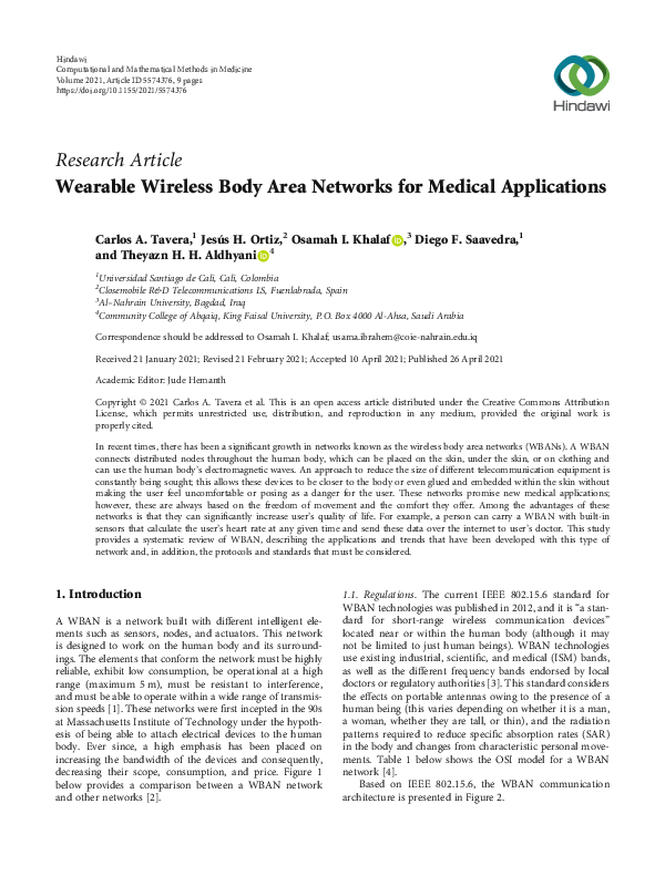 (PDF) Wearable Wireless Body Area Networks for Medical Applications
