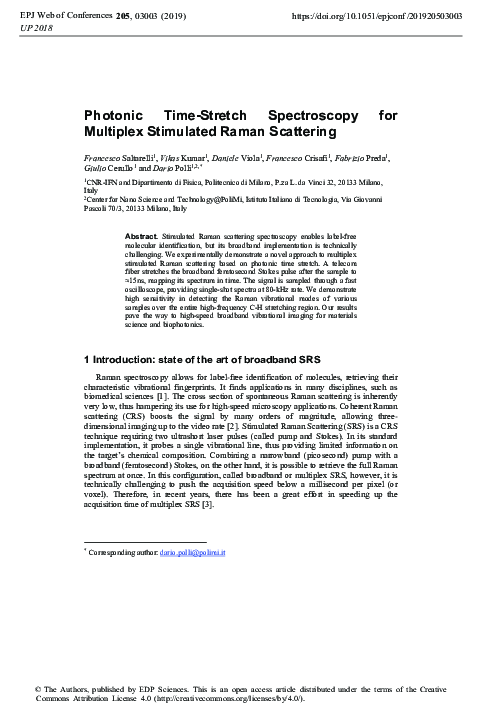 (PDF) Photonic Time-Stretch Spectroscopy for Multiplex Stimulated Raman ...