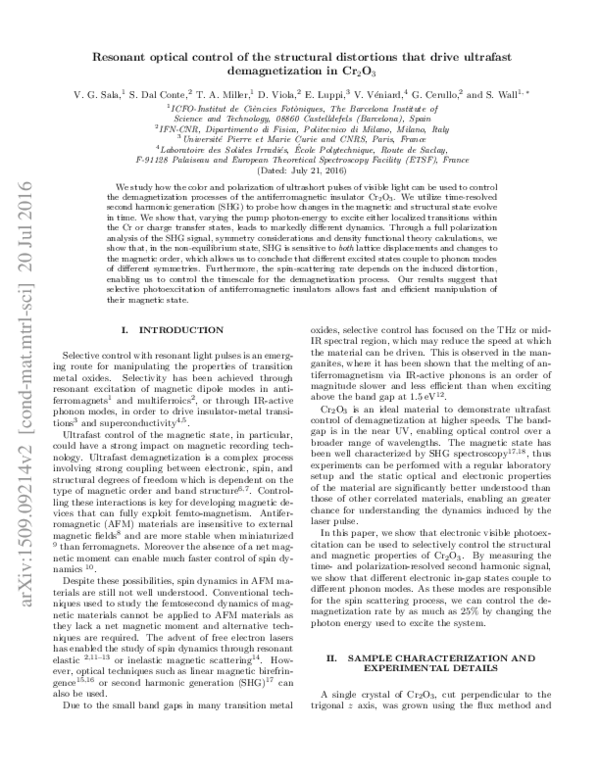 (PDF) Light-control of the ultrafast demagnetization pathway in an ...