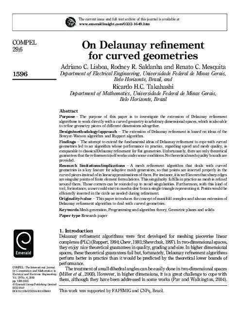 (PDF) On Delaunay refinement for curved geometries