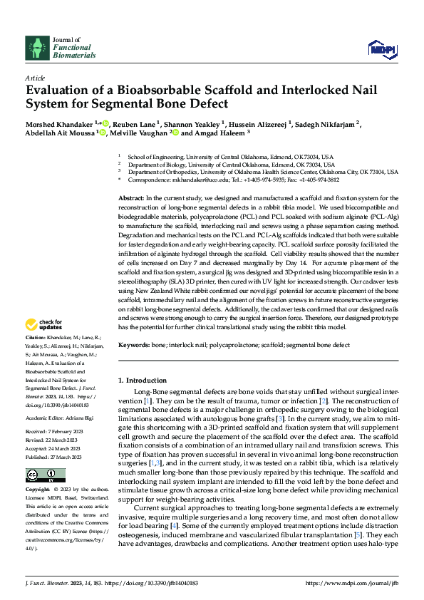 (PDF) Evaluation of a Bioabsorbable Scaffold and Interlocked Nail ...