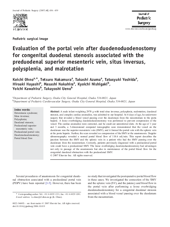 (PDF) Evaluation of the portal vein after duodenoduodenostomy for ...