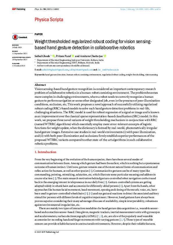 (PDF) Weight thresholded regularized robust coding for vision sensingbased hand gesture ...