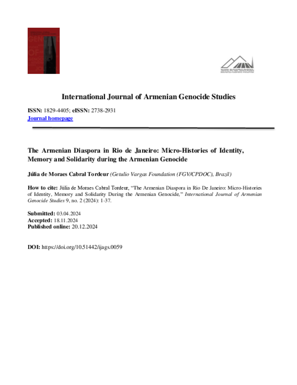 (PDF) International Journal of Armenian Genocide Studies