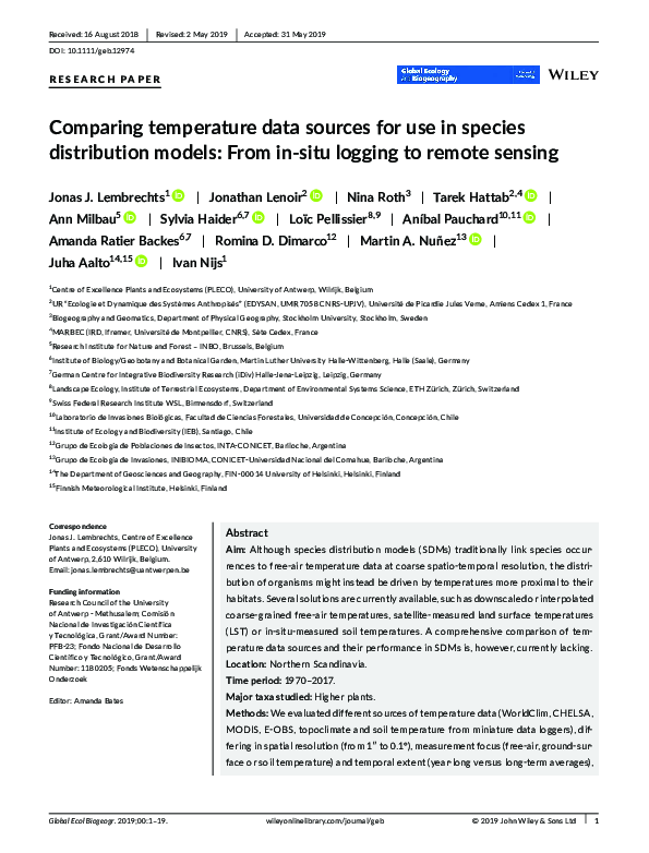 (PDF) Comparing temperature data sources for use in species ...