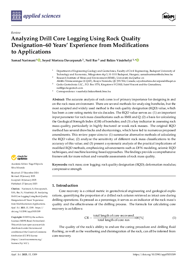 (PDF) Analyzing Drill Core Logging Using Rock Quality Designation-60 ...