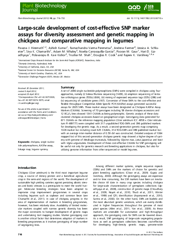(PDF) Large‐scale development of cost‐effective SNP marker assays for ...