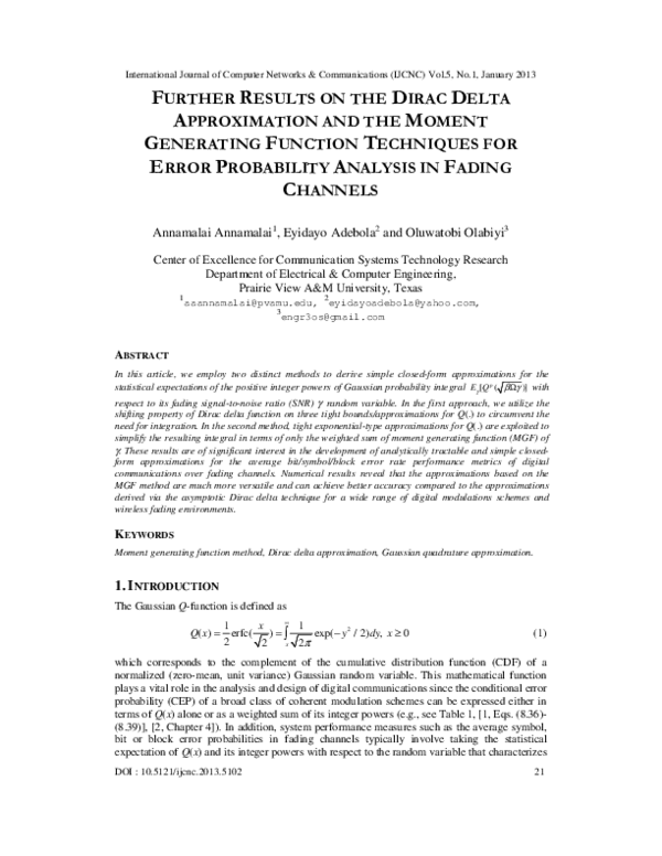 (PDF) Further Results on the Dirac Delta Approximation and the Moment ...