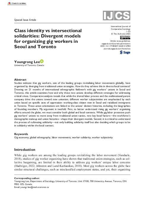 (PDF) Class Identity vs Intersectional Solidarities: Divergent Models ...