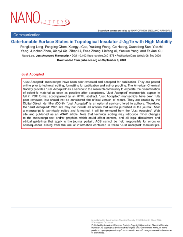 (PDF) Gate-Tunable Surface States in Topological Insulator β-Ag2Te with ...