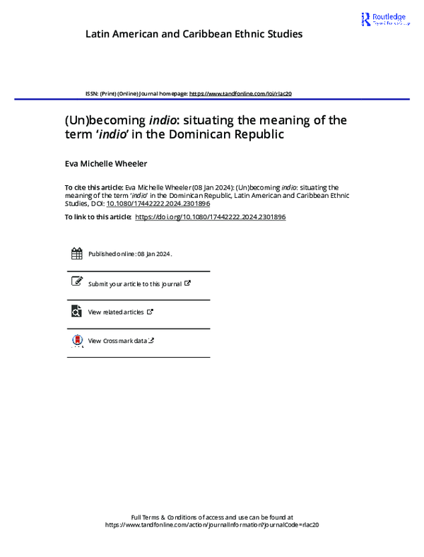 (PDF) (Un)becoming indio: situating the meaning of the term ‘indio’ in ...