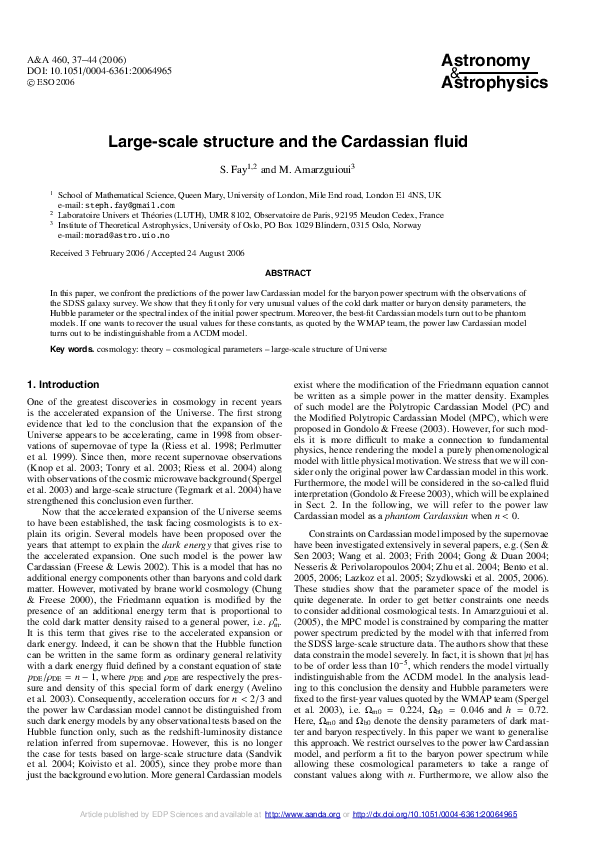 (PDF) Large-scale structure and the Cardassian fluid