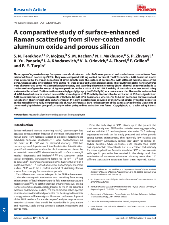 (PDF) A comparative study of surface-enhanced Raman scattering from ...