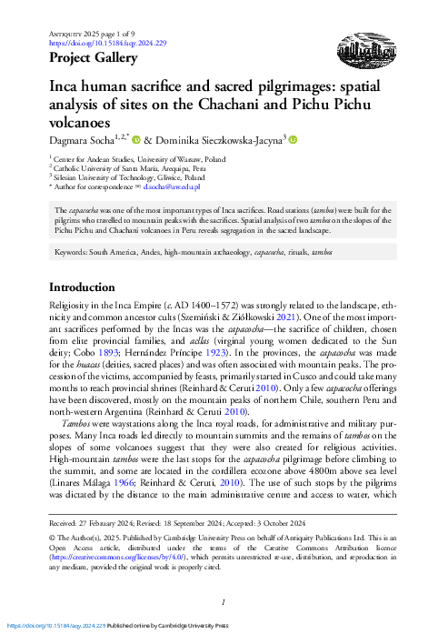 (PDF) Inca human sacrifice and sacred pilgrimages: spatial analysis of ...