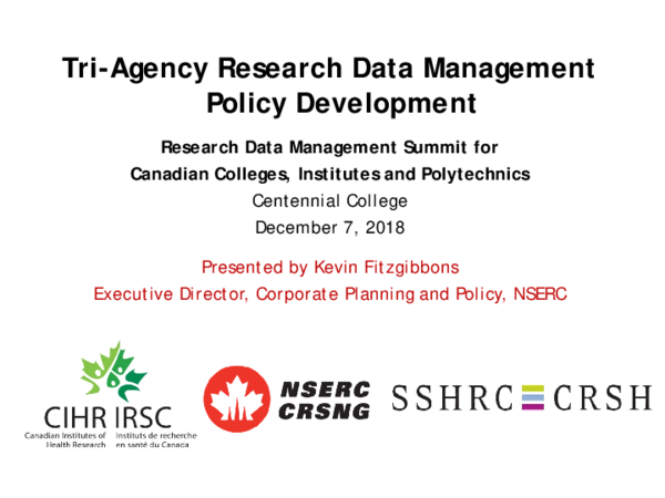 (PDF) Tri-Agency Research Data Management Policy Development