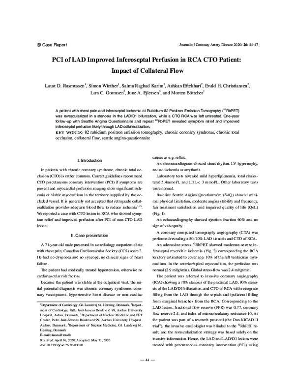(PDF) LAD PCI Enhances RCA CTO Myocardial Perfusion