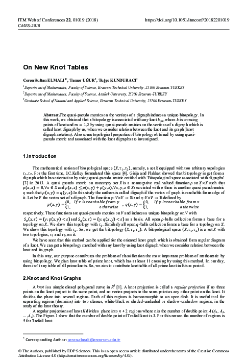 (PDF) On New Knot Tables