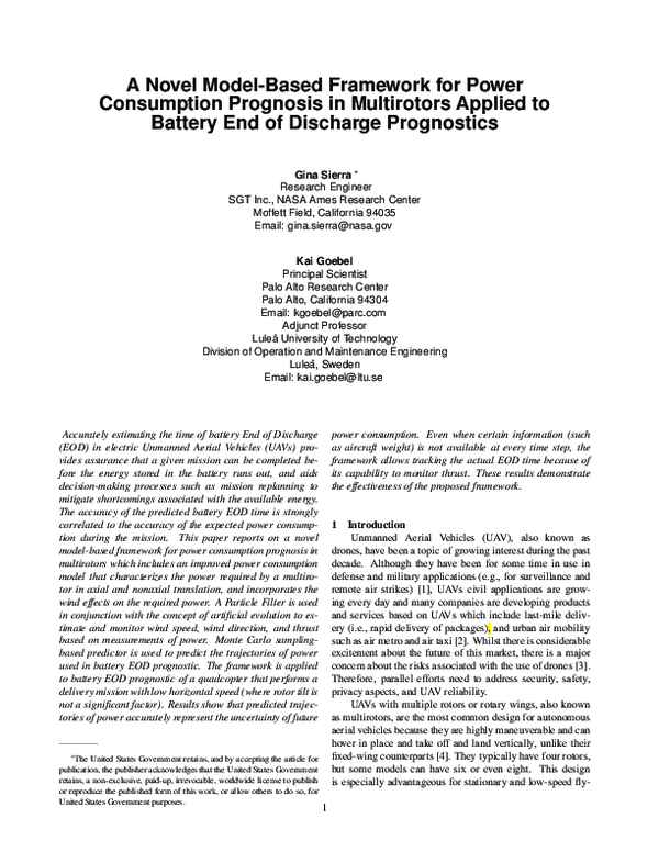 (PDF) A Novel Model-Based Framework for Power Consumption Prognosis in Multirotors Applied to ...
