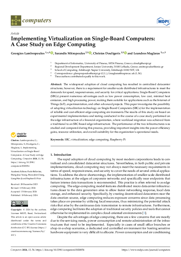 (PDF) Implementing Virtualization on Single-Board Computers: A Case Study on Edge Computing