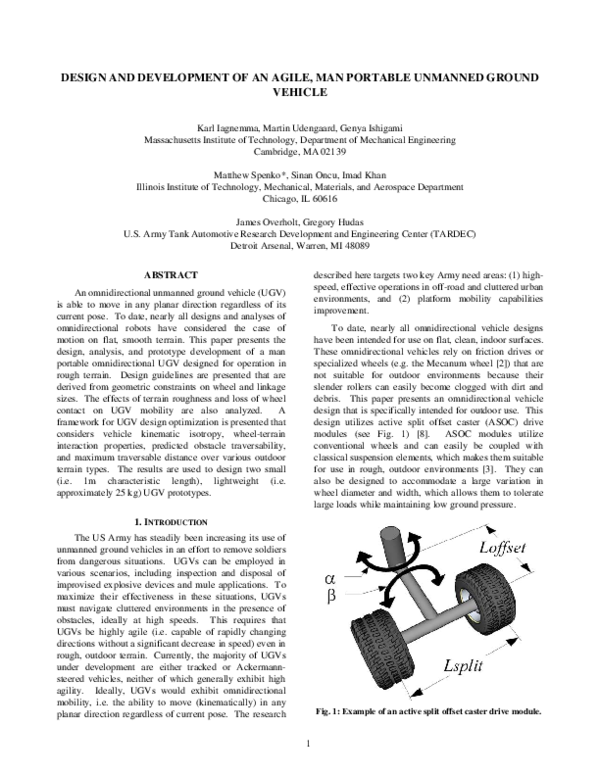 (PDF) Design and development of an agile, man portable unmanned ground ...