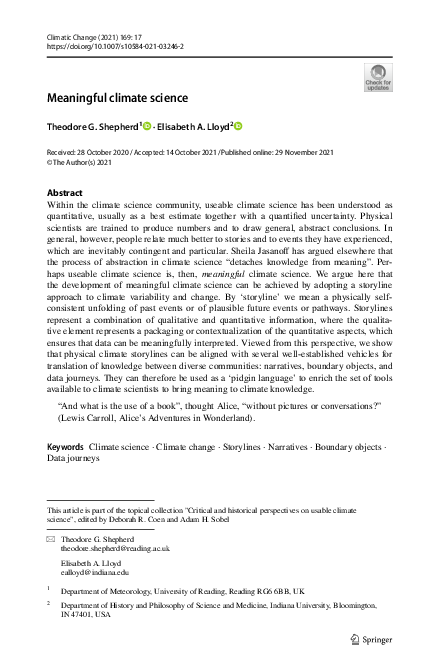 (PDF) Meaningful climate science