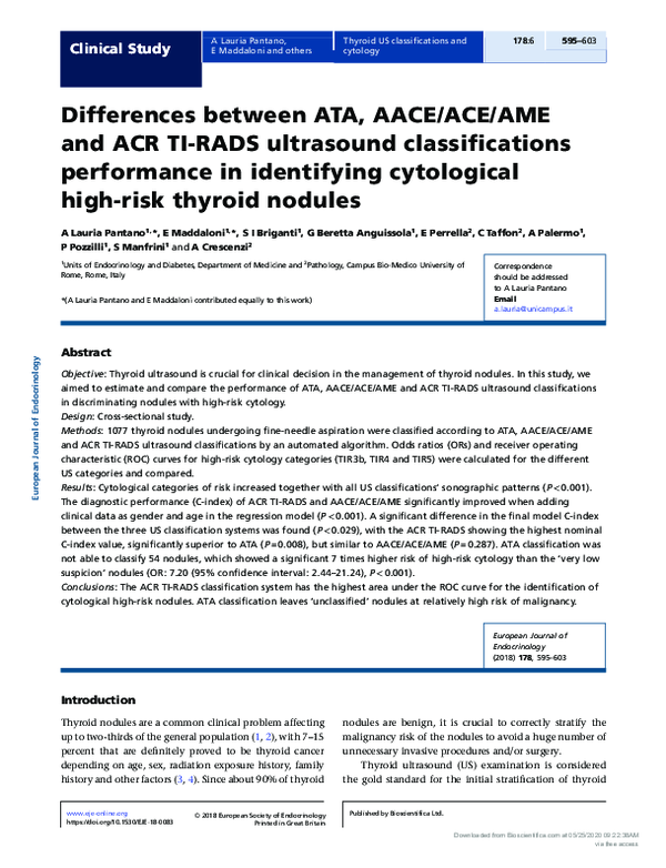 (PDF) Differences between ATA, AACE/ACE/AME and ACR TI-RADS ultrasound classifications ...