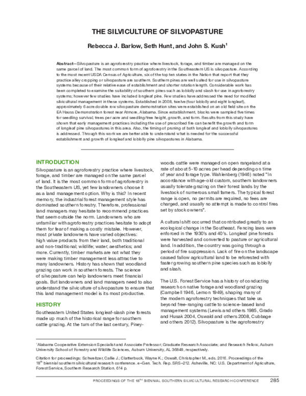 (PDF) The silviculture of silvopasture