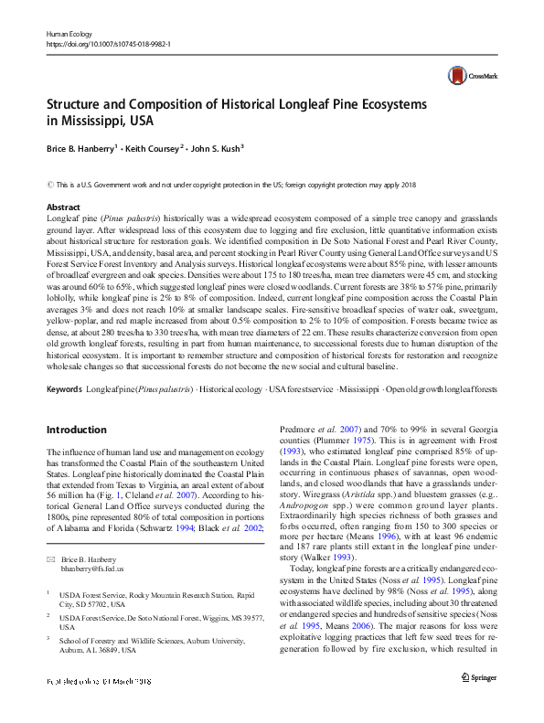 (PDF) Structure and Composition of Historical Longleaf Pine Ecosystems ...