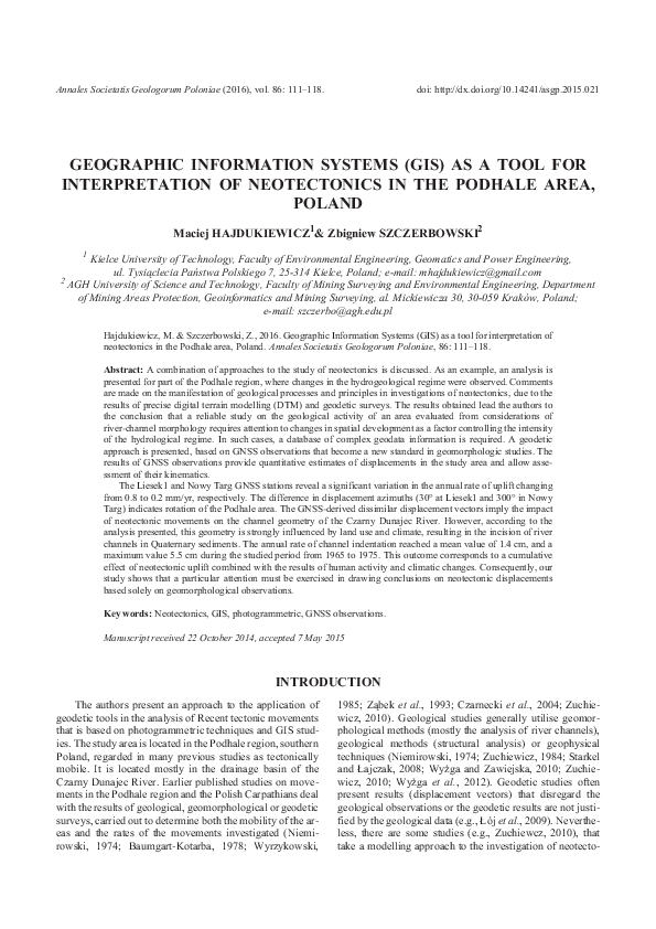(PDF) Geographic Information Systems (GIS) as a tool for interpretation of neotectonics in the ...