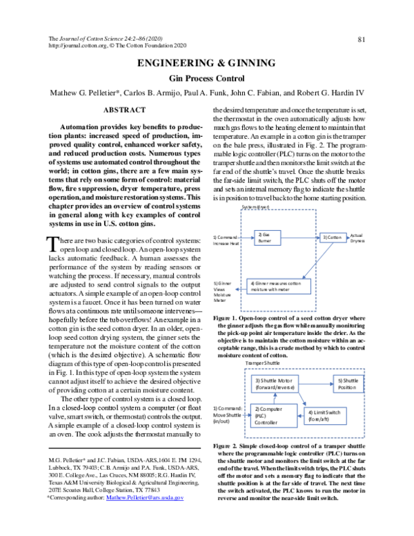 (PDF) COTTON GINNERS HANDBOOK: Gin Process Control