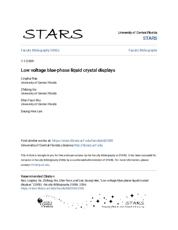 (PDF) Low voltage blue-phase liquid crystal displays